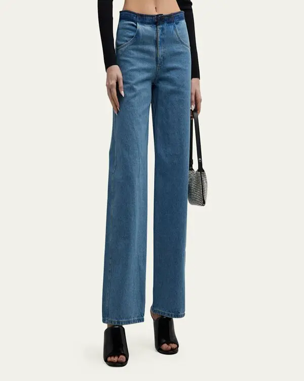 Christopher Esber Deconstructed Denim Straight-leg Jeans - Indigo