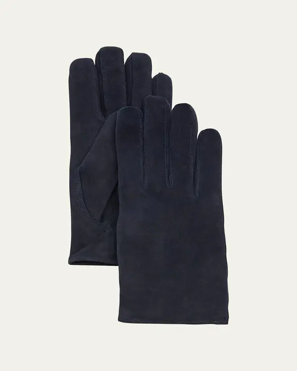 HESTRA Cashmere-lined Suede Gloves - Navy
