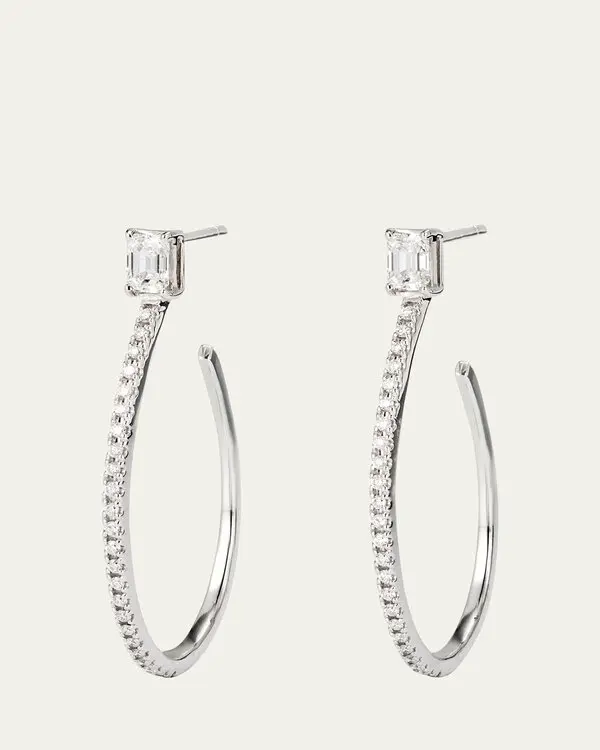 Lana Jewelry 14k Gold Diamond Teardrop Hoop Earrings - White Gold