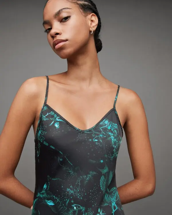green dress with stars Constellation Style Tulle Navy Starry Prom Dress main image 1