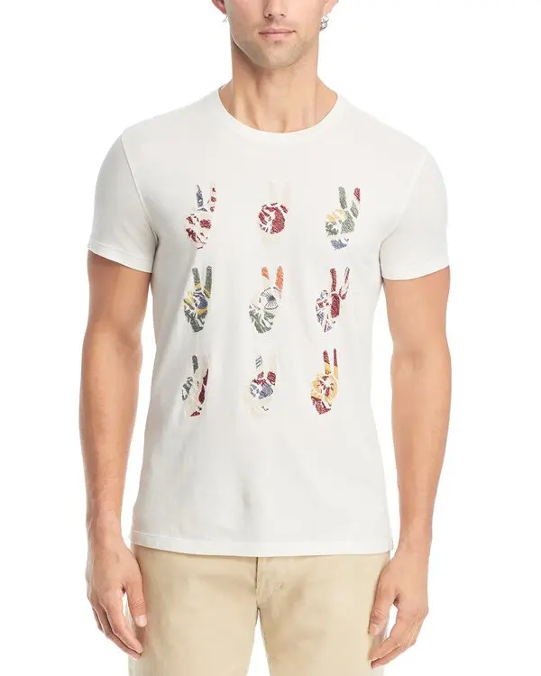 John Varvatos Cotton Multi Peace Hand Graphic Tee - Salt