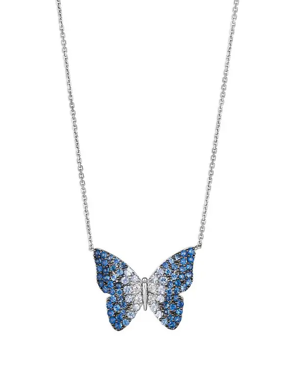 Bloomingdale'S Sapphire Butterfly Pendant Necklace - Blue/white