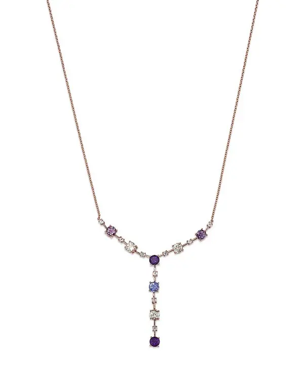 Bloomingdale'S Multi Gemstone And Diamond Lariat Necklace - Multi/rose Gold