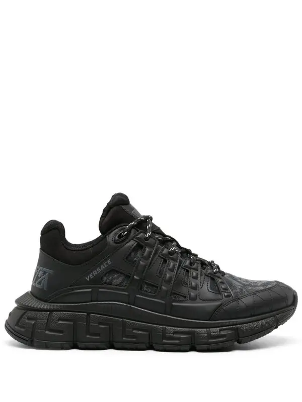 Versace Trigreca Barocco-jacquard Sneakers - Black