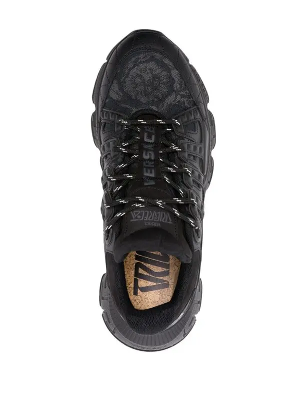 Versace Trigreca Barocco-jacquard Sneakers - Black