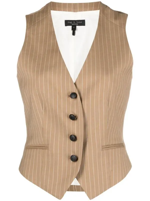 Rag & Bone Priya Pinstriped Vest - Brown