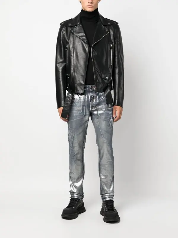 Philipp Plein Metallic-effect Straight-leg Jeans