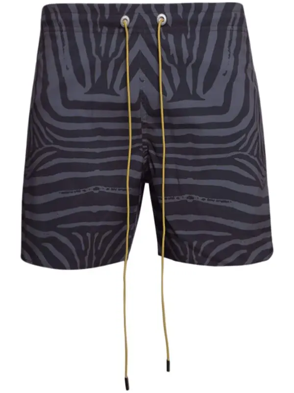 Rhude Zebra-print Swim Shorts - Grey