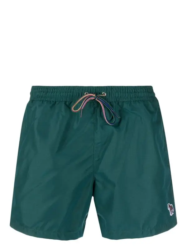 Paul Smith Zebra-motif Drawstring-waist Swim Shorts - Green