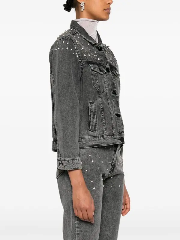 ANA RADU Crystal-embellished Denim Jacket - Grey