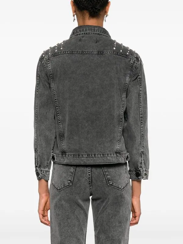 ANA RADU Crystal-embellished Denim Jacket - Grey