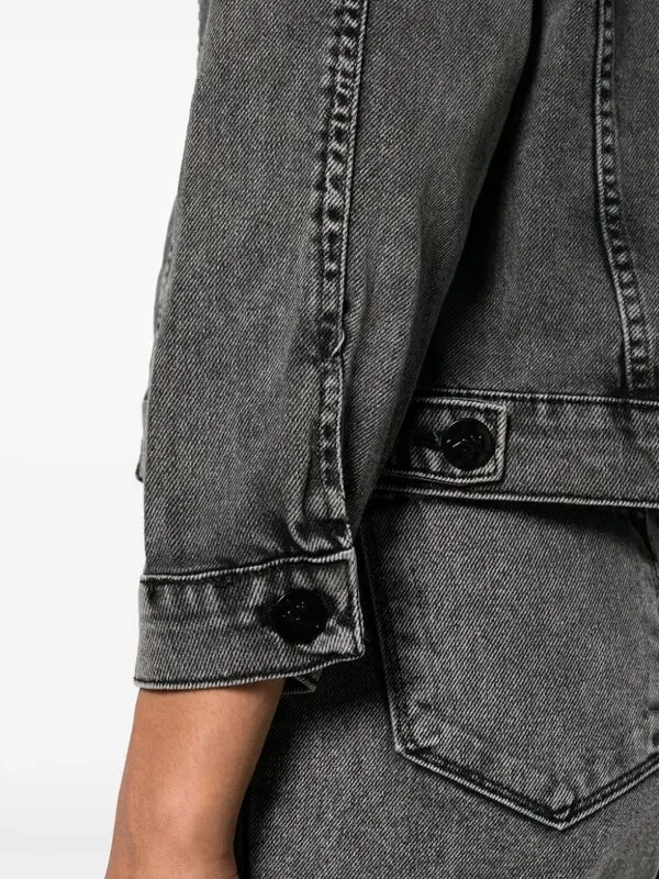 ANA RADU Crystal-embellished Denim Jacket - Grey