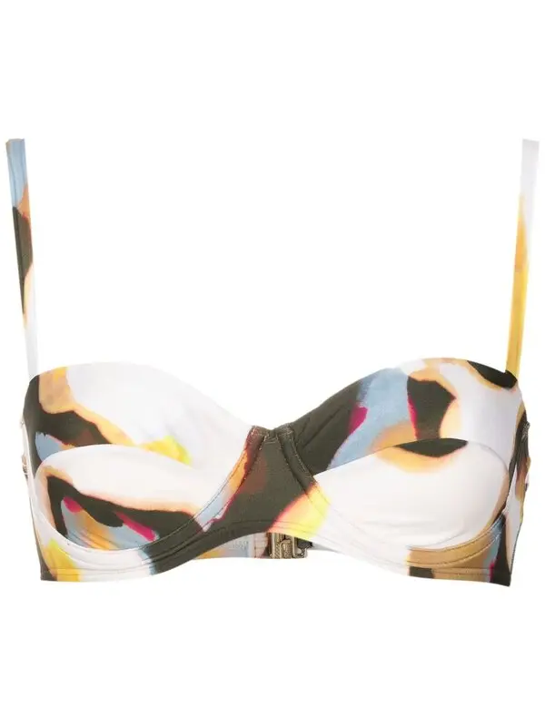 LENNY NIEMEYER Graphic-print Bikini Top - Neutrals
