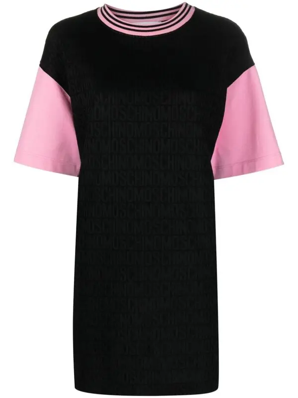 Moschino Logo-jacquard Panelled Minidress - Black