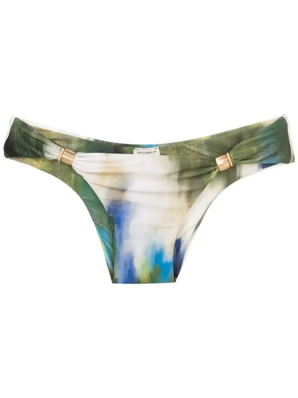 LENNY NIEMEYER Abstract-print Draped Bikini Bottom - Blue