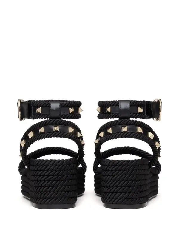 Valentino Garavani Rockstud Flatform Sandals - Black