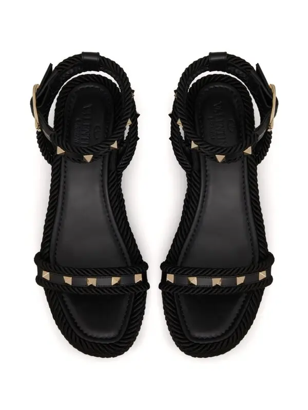 Valentino Garavani Rockstud Flatform Sandals - Black