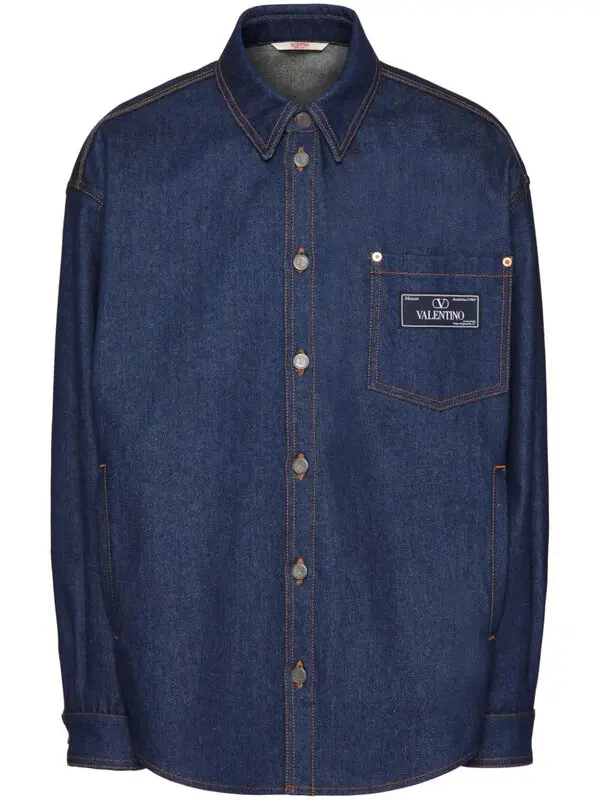 Valentino Garavani Logo-appliqué Denim Shirt