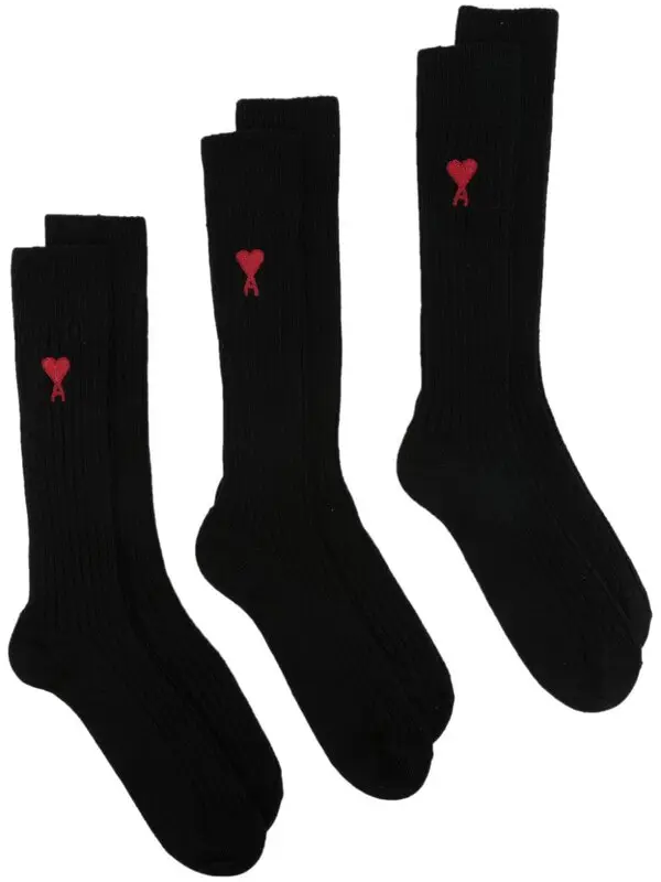 Ami Intarsia-knit Logo Socks - Black