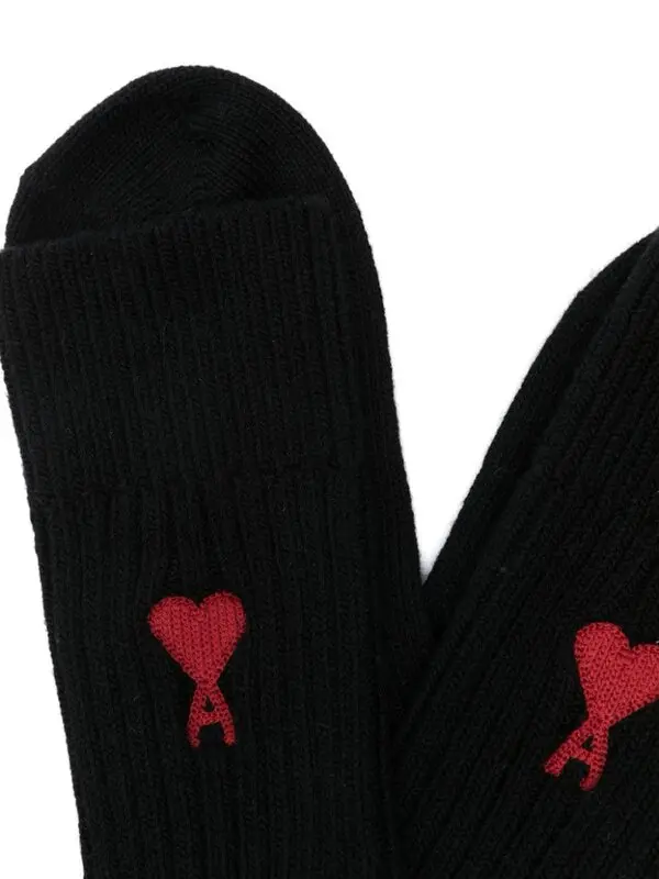 Ami Intarsia-knit Logo Socks - Black