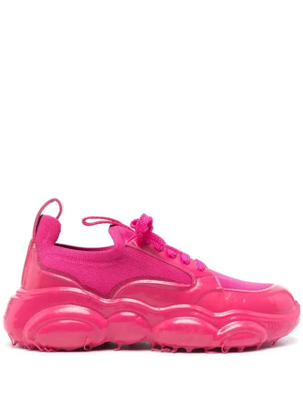Moschino Patch Leather Sneakers - Pink