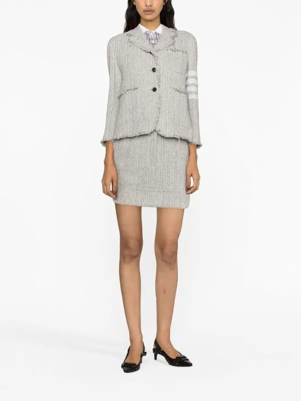 Thom Browne 4-bar Stripe Tweed Jacket - Grey