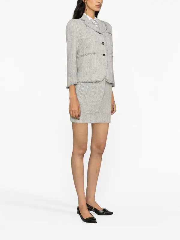 Thom Browne 4-bar Stripe Tweed Jacket - Grey
