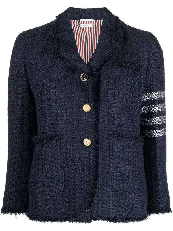 Thom Browne 4-bar Stripe Tweed Jacket - Blue