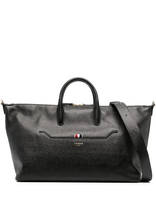 Thom Browne Medium Leather Holdall - Black