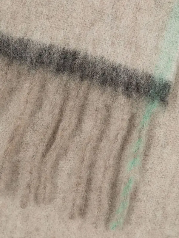 Acne Studios Logo-appliqué Fringed Scarf - Neutrals