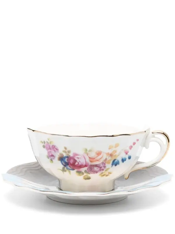 SELETTI Hybrid Kerma Floral-print Tea Cup Set - Grey