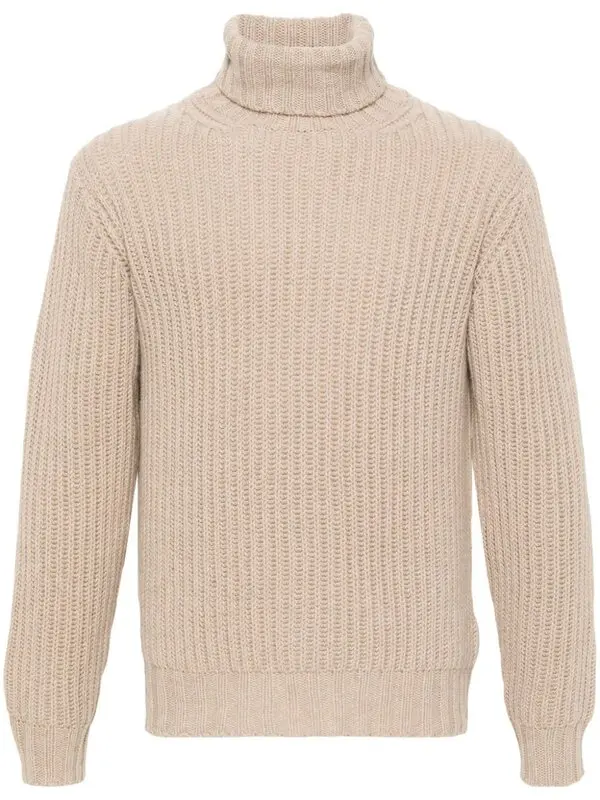 DELL'OGLIO Roll-neck Cashmere Jumper - Neutrals