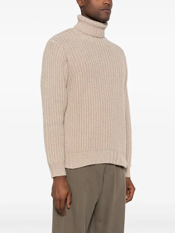 DELL'OGLIO Roll-neck Cashmere Jumper - Neutrals