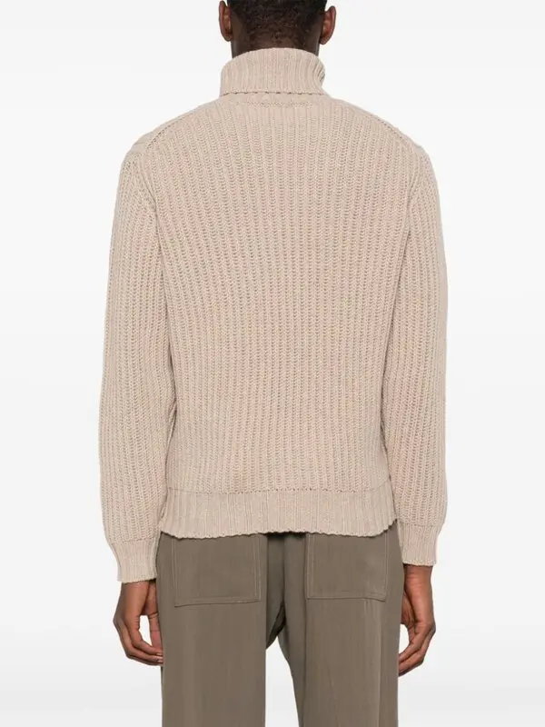 DELL'OGLIO Roll-neck Cashmere Jumper - Neutrals