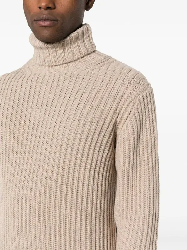 DELL'OGLIO Roll-neck Cashmere Jumper - Neutrals