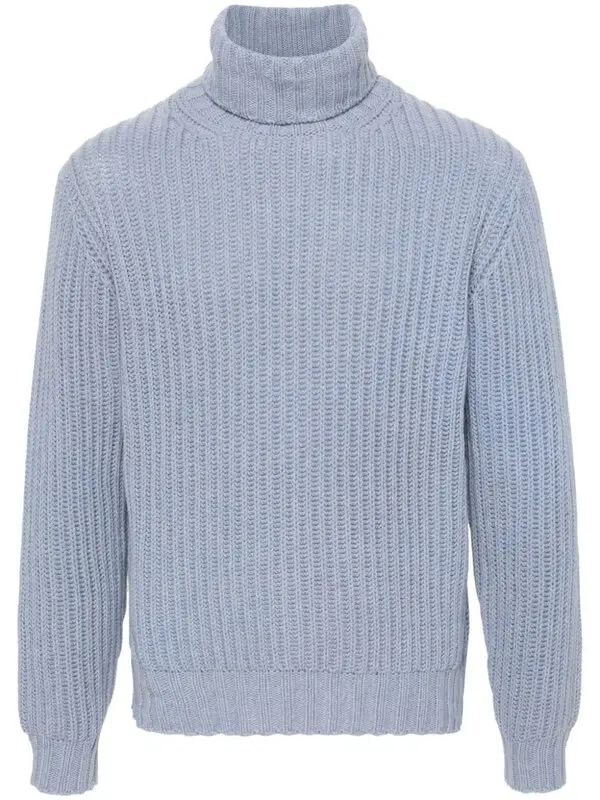 DELL'OGLIO Roll-neck Cashmere Jumper - Blue