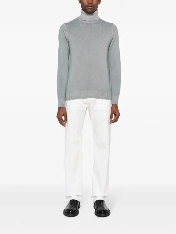 DELL'OGLIO Roll-neck Knit Jumper - Grey