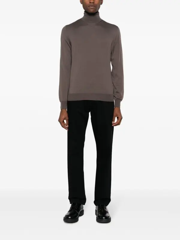 DELL'OGLIO Roll-neck Knit Jumper - Grey