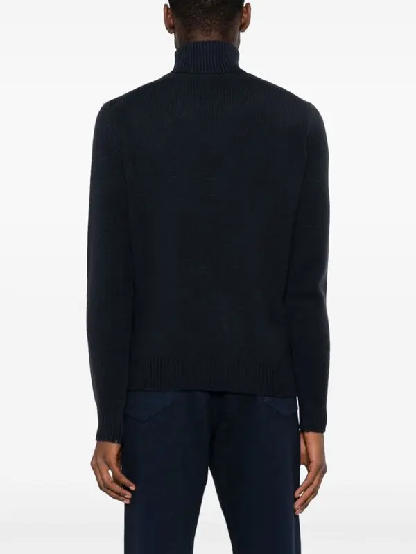 DELL'OGLIO Roll-neck Knit Jumper - Blue