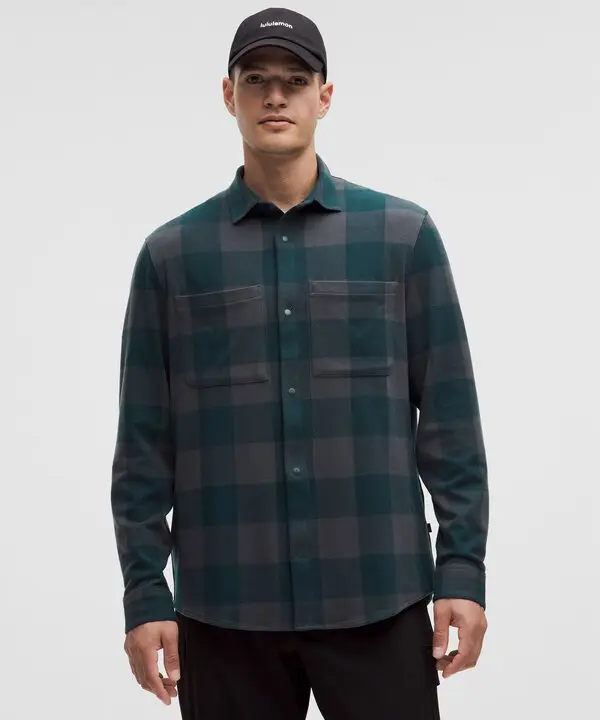 Lululemon Soft Knit Overshirt - Check Plaid Indochine Blue Light Onyx