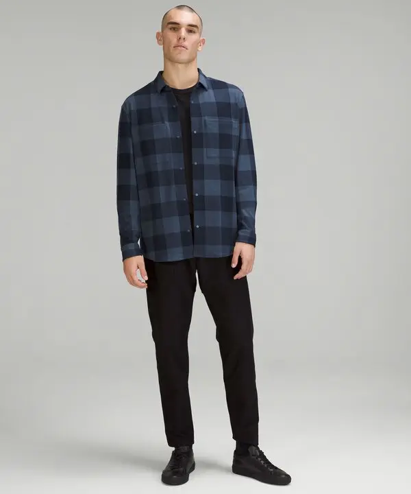 Lululemon Soft Knit Overshirt - Check Plaid True Navy Iron Blue