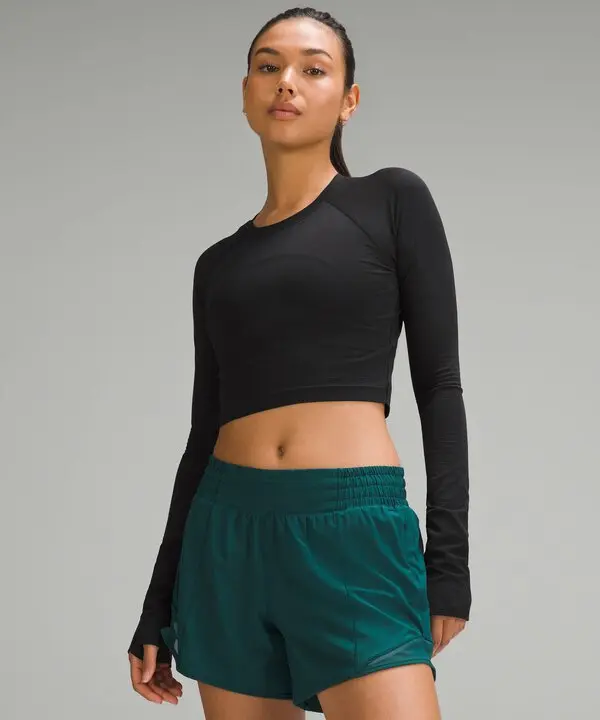 Lululemon Swiftly Tech Cropped Long-sleeve Shirt 2.0 - Black/black
