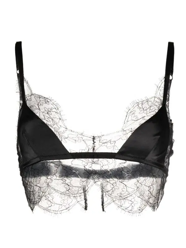 Dolce & Gabbana Lace-trim Satin Bra - Black
