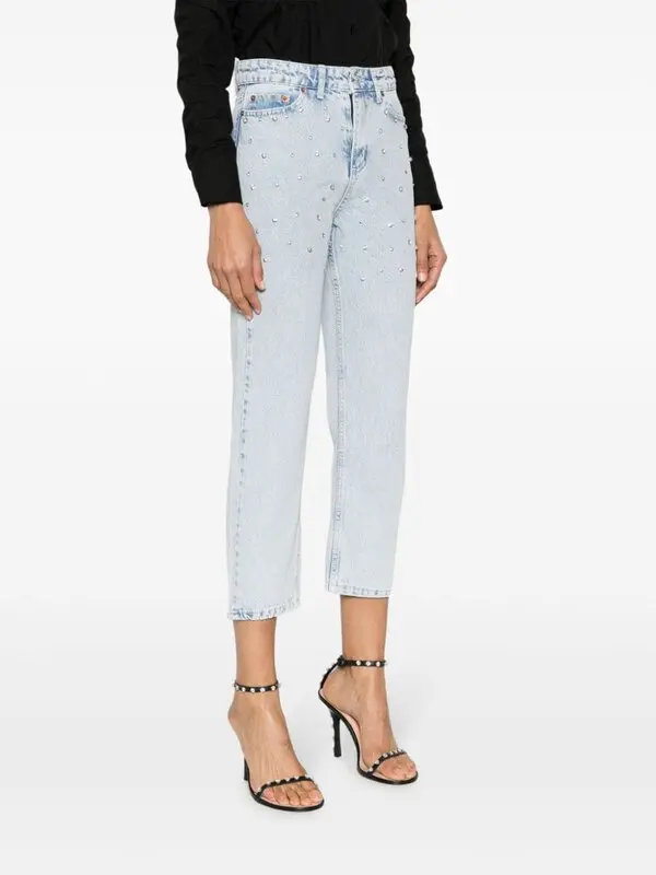 ANA RADU Crystal-embellished Cropped Jeans - Blue