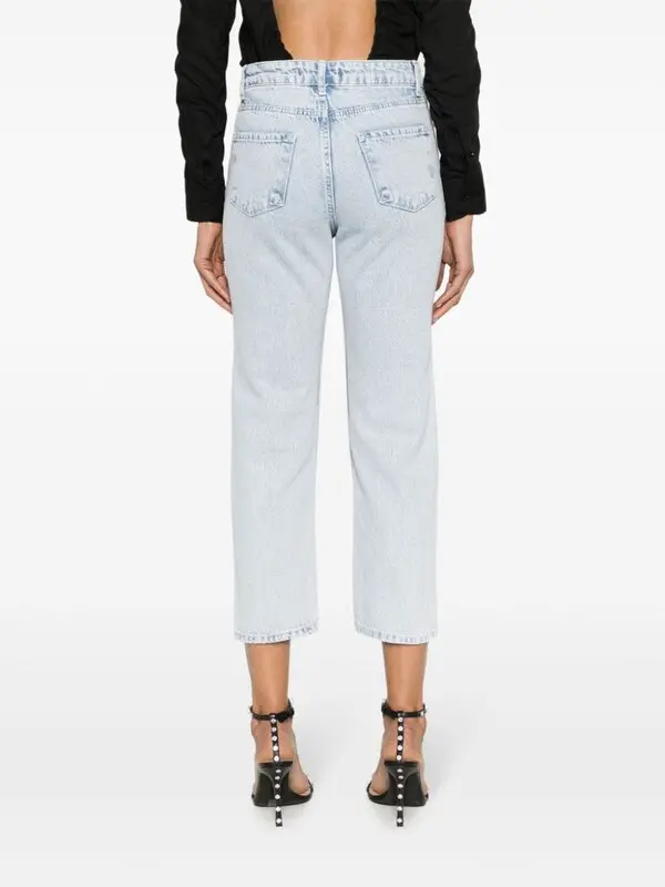 ANA RADU Crystal-embellished Cropped Jeans - Blue