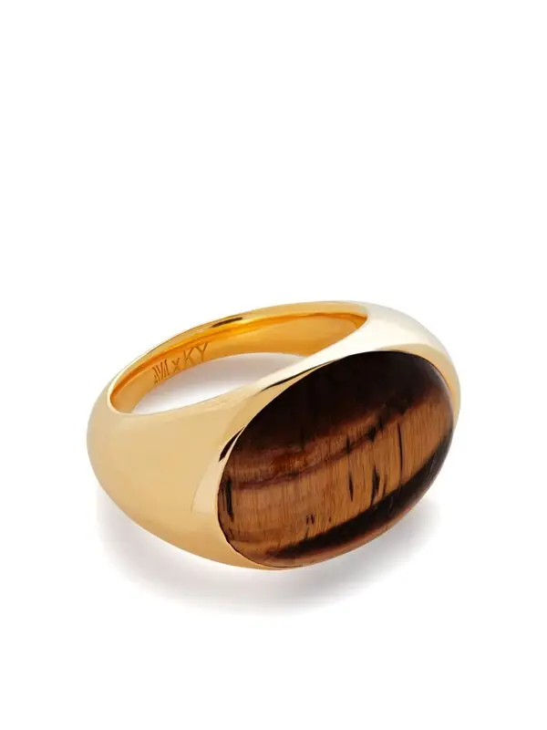 Monica Vinader Kate Young Tiger-eye Signet Band Ring - Gold