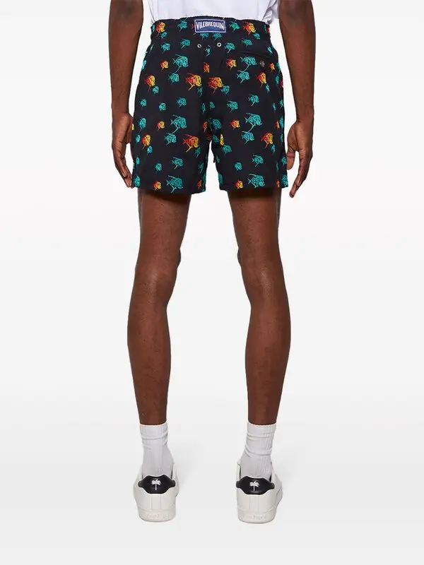 Vilebrequin Mistral Piranhas-embroidered Swim Shorts - Black