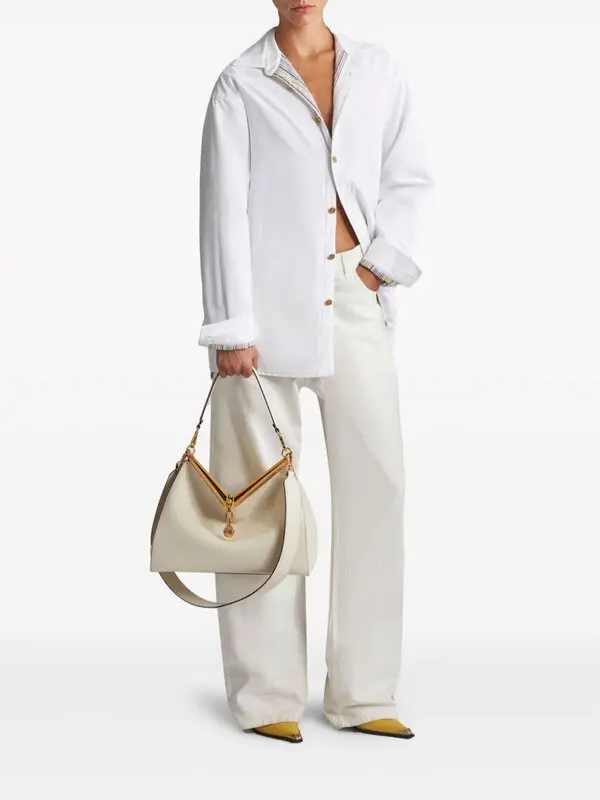 Etro Large Vela Leather Shoulder Bag - White