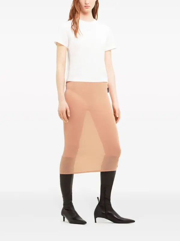 COURREGES Semi-sheer Midi Skirt - Neutrals