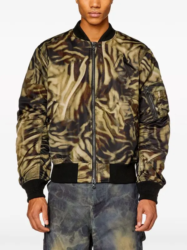 DIESEL® Abstract Print Bomber Jacket - Black